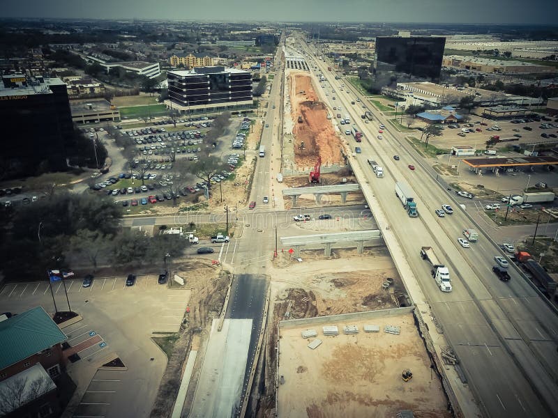 Construction of Elevated Highway in Progress in Houston, Texas, Stock ...