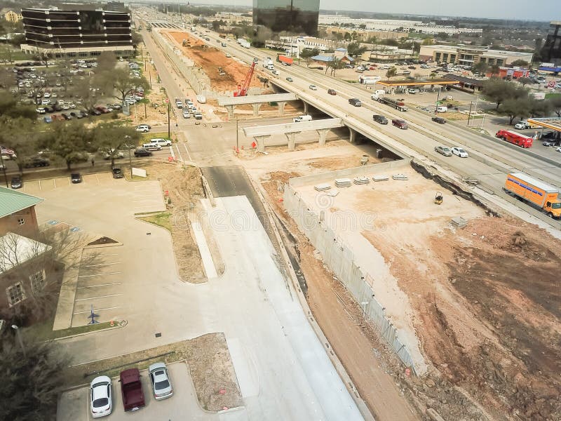 Construction of Elevated Highway in Progress in Houston, Texas, Stock ...