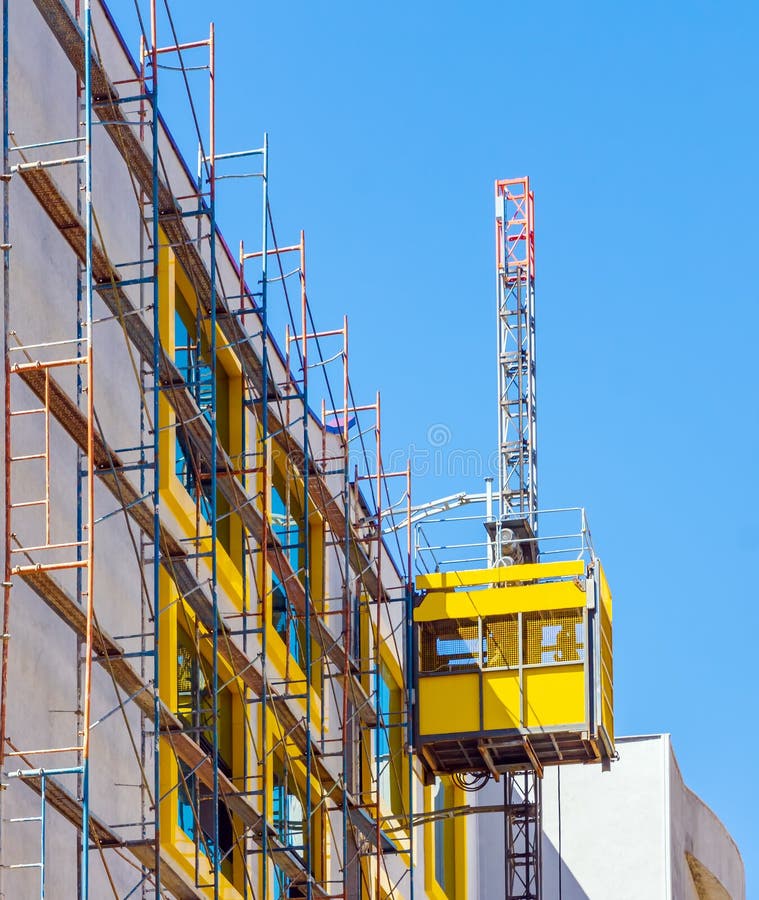 Construction Elevator Cabin for Lifting Workers Stock Image - Image of ...
