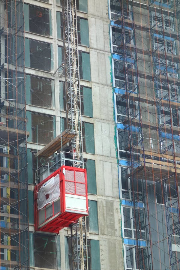 Construction Elevator Cradle for Finishing the External Facade of a ...