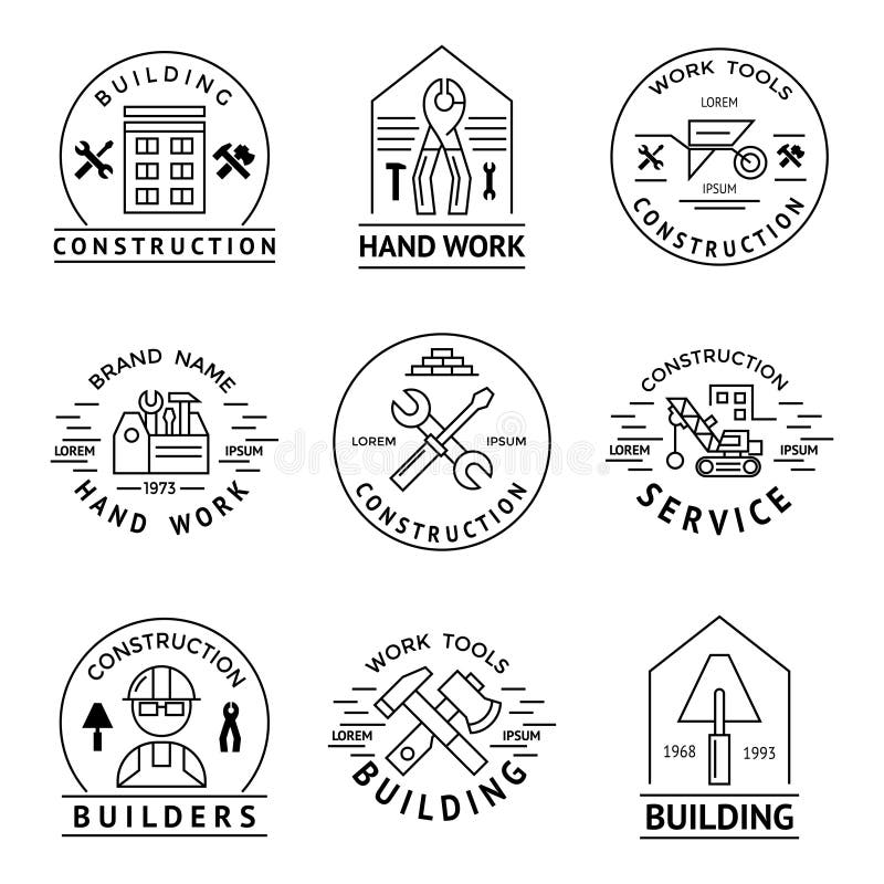 Construction Emblem Set stock vector. Illustration of city - 80495691