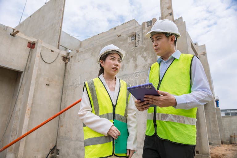 Construction Engineer Builder Working Team, Lead Architect Manager Site ...