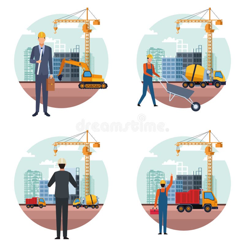 Construction Engineer Cartoon Stock Vector - Illustration of city ...