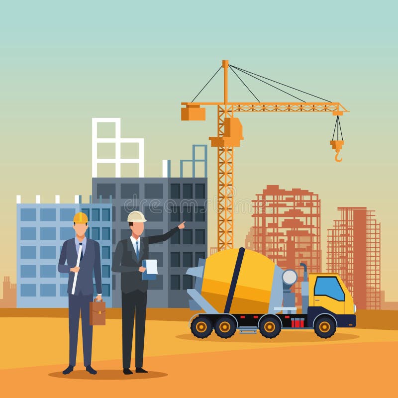 Construction Engineer Cartoon Stock Vector - Illustration of building ...