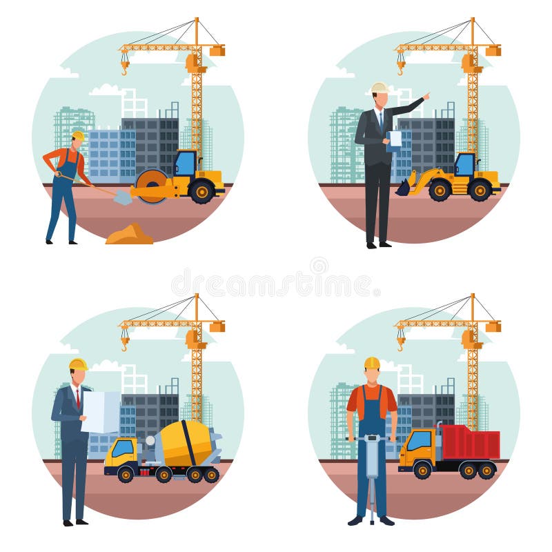 Construction Engineer Cartoon Stock Vector - Illustration of industrial ...