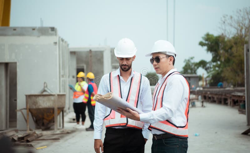 Construction Engineer and Construction Foreman Monitor the Progress and ...
