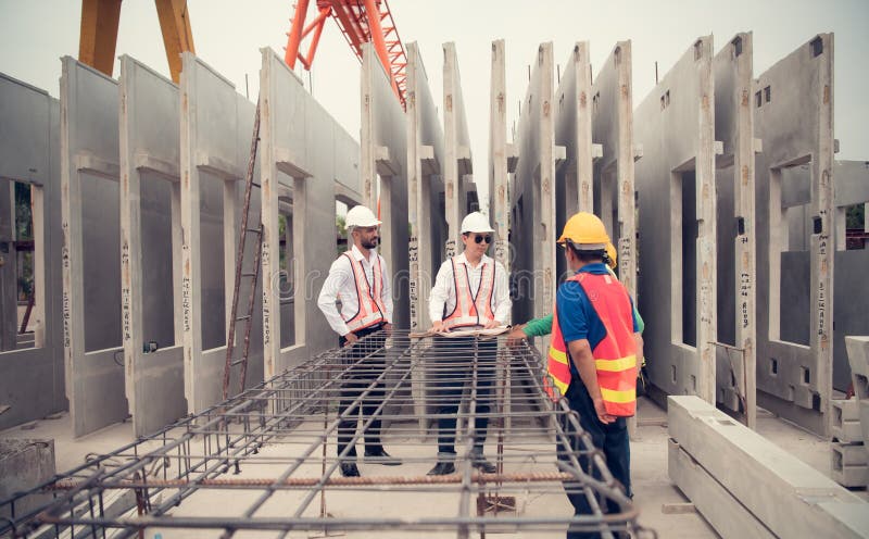 Construction Engineer and Construction Foreman Monitor the Progress and ...