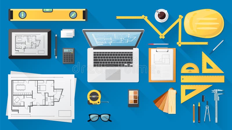 Engineer s desk stock vector. Illustration of creativity - 49961706