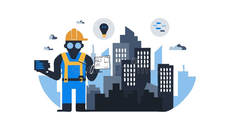 Construction Engineer with Geolocation Technology Vector Design ...