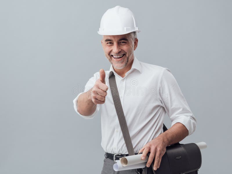 Construction Engineer Giving a Thumbs Up Stock Photo - Image of ...