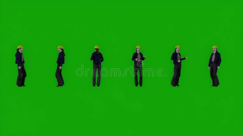 Construction Engineer Green Screen Talking To Workers with Six ...