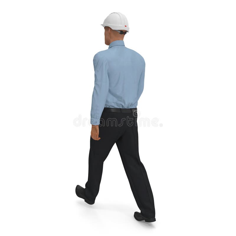 Construction Engineer in Hardhat Walking Pose Isolated on White ...