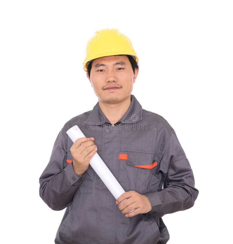 Construction Engineer Facing the House Model on the Drawing Stock Image ...