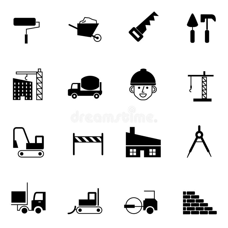Construction and Engineer Icons Set Vector Illustration Stock Vector ...