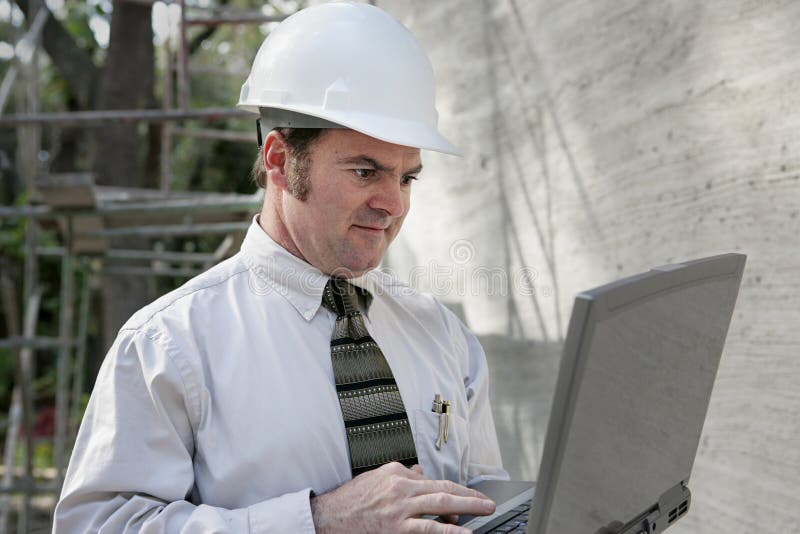 Construction Engineer on Computer Stock Image - Image of clothing ...