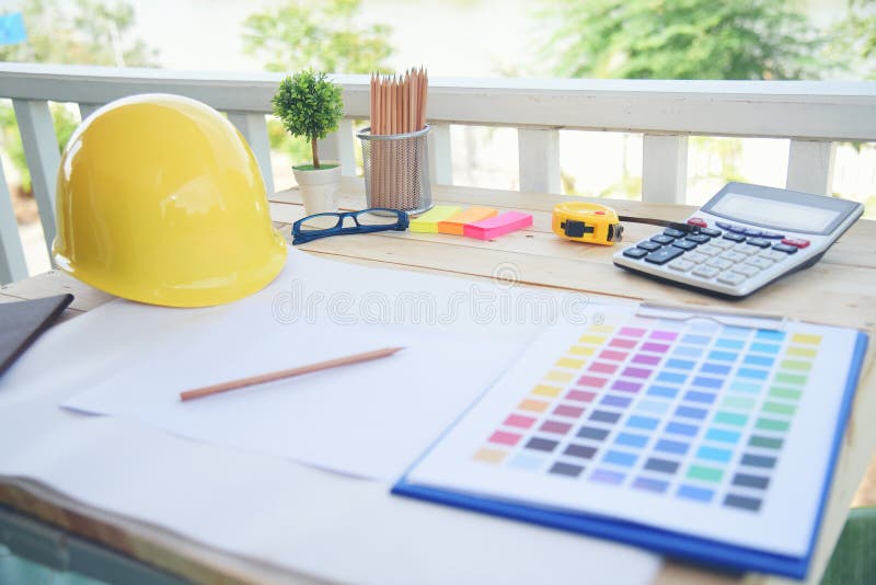 176 Engineering Workplace Blueprint Hard Hat Construction Tools Desk ...