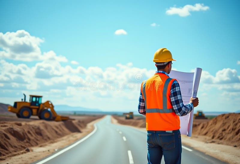 Engineer Reviewing Product Specifications, Blueprint in Hand, High-tech ...