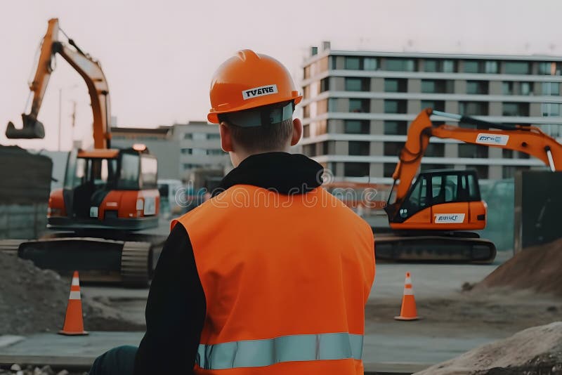 Construction Engineer Supervising Work at Building Site. Neural Network ...