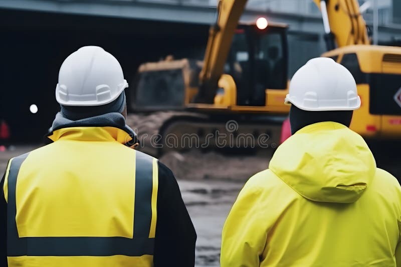 Construction Engineer Supervising Work at Building Site. Neural Network ...