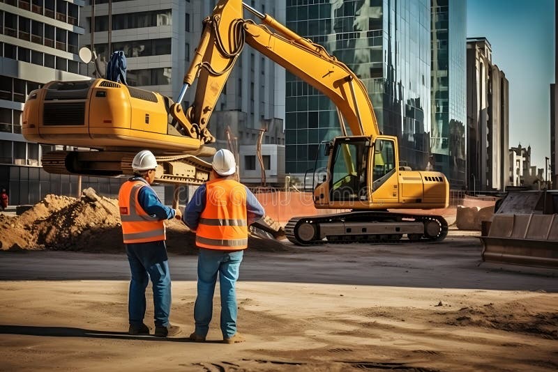 Construction Engineer Supervising Work at Building Site. Neural Network ...