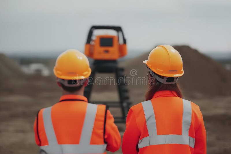 Construction Engineer Supervising Work at Building Site. Neural Network ...