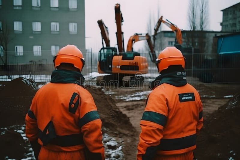 Construction Engineer Supervising Work at Building Site. Neural Network ...