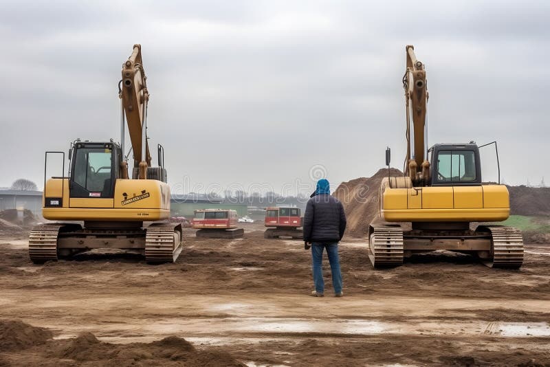 Construction Engineer Supervising Work at Building Site. Neural Network ...