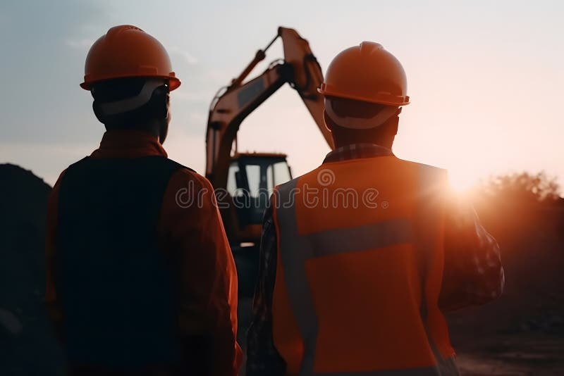 Construction Engineer Supervising Work at Building Site. Neural Network ...