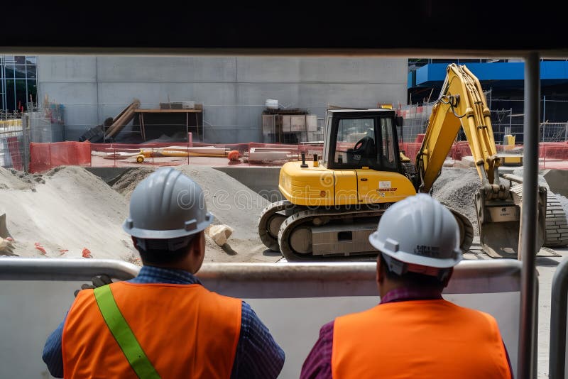 Construction Engineer Supervising Work at Building Site. Neural Network ...