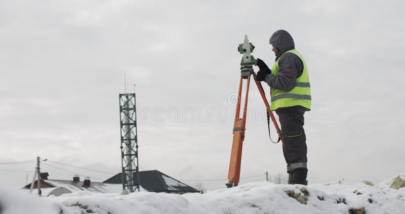 Professional Surveyor Using Gps System and Theodolite for Correct Level ...
