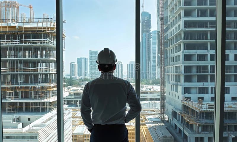 Overseeing Urban Growth: a Construction Engineer S View Stock Video ...