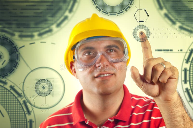 Construction Engineer with Touch Screen Stock Image - Image of aiming ...