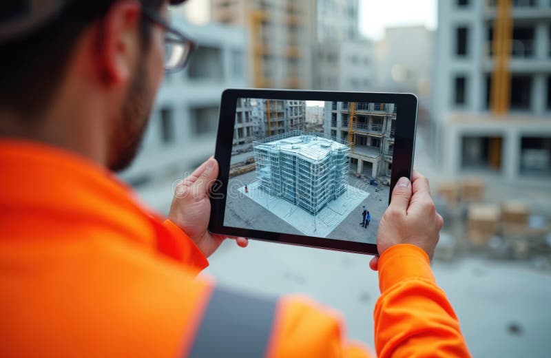 Construction Engineer Uses Tablet for Augmented Reality Building ...