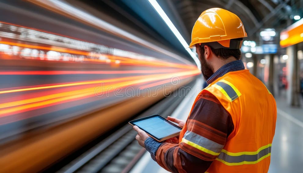 Construction Engineer Using Digital Tablet Monitoring Progress of ...