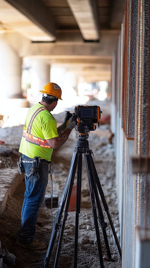Construction Engineer Using Thermal Imaging To Inspect Bridge ...