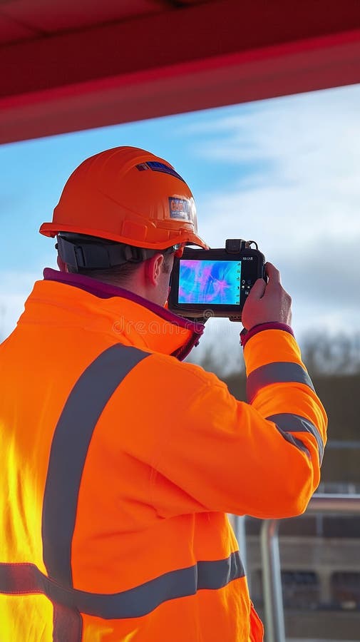 Construction Engineer Using Thermal Imaging To Inspect Bridge ...