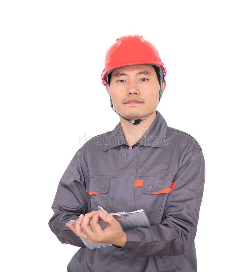 Construction Engineer at Work Holding Documents in Hand and Looking at ...