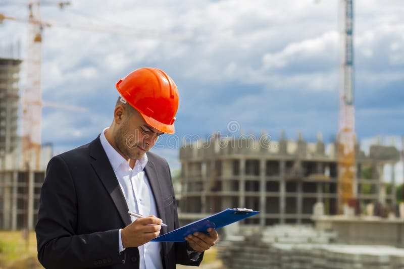 Construction engineer stock image. Image of outside - 128714175