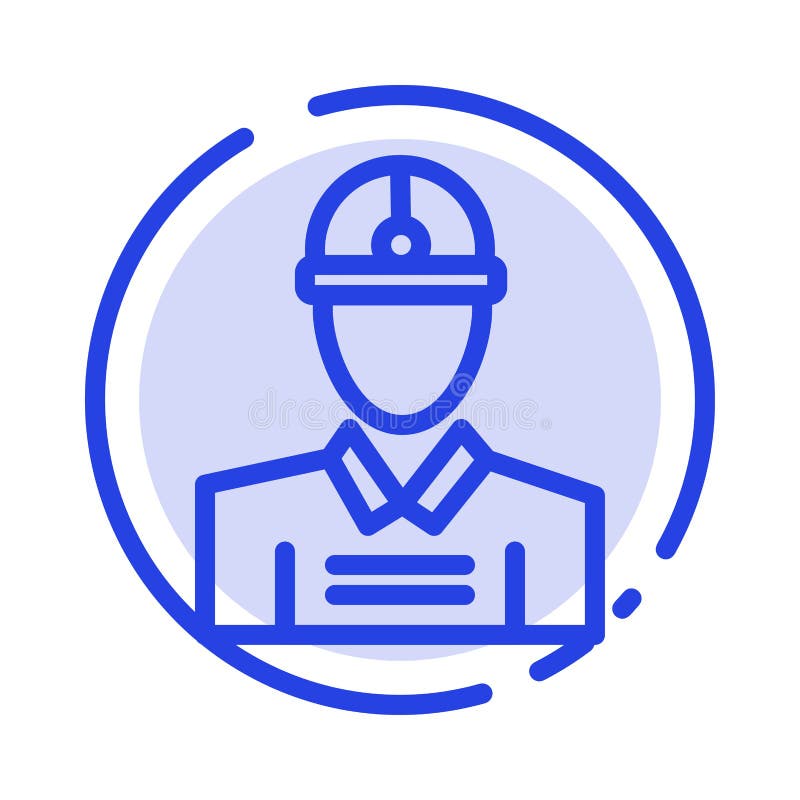 Construction, Engineer, Worker, Work Blue Dotted Line Line Icon Stock ...