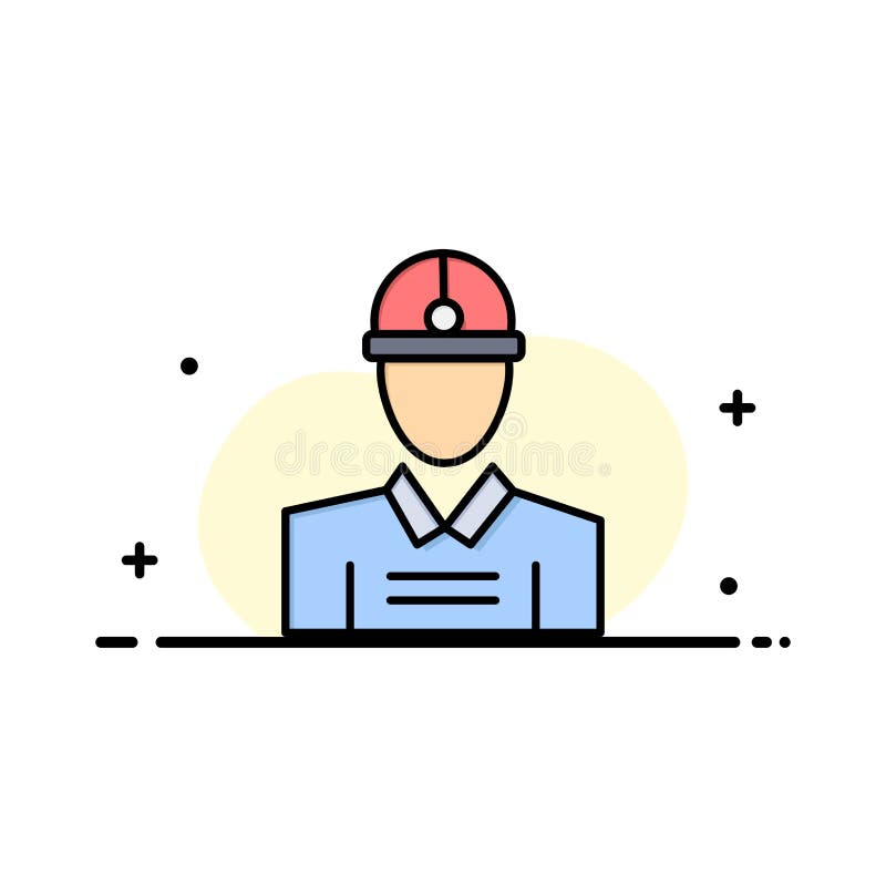 Construction, Engineer, Worker, Work Business Logo Template. Flat Color ...