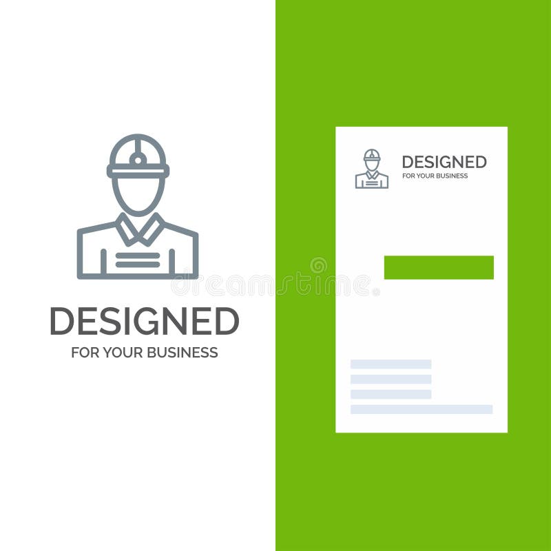 Construction, Engineer, Worker, Work Grey Logo Design and Business Card ...