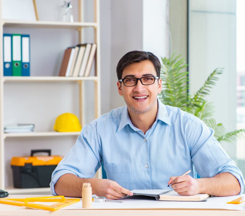 Construction Engineer Working on New Project Stock Photo - Image of ...