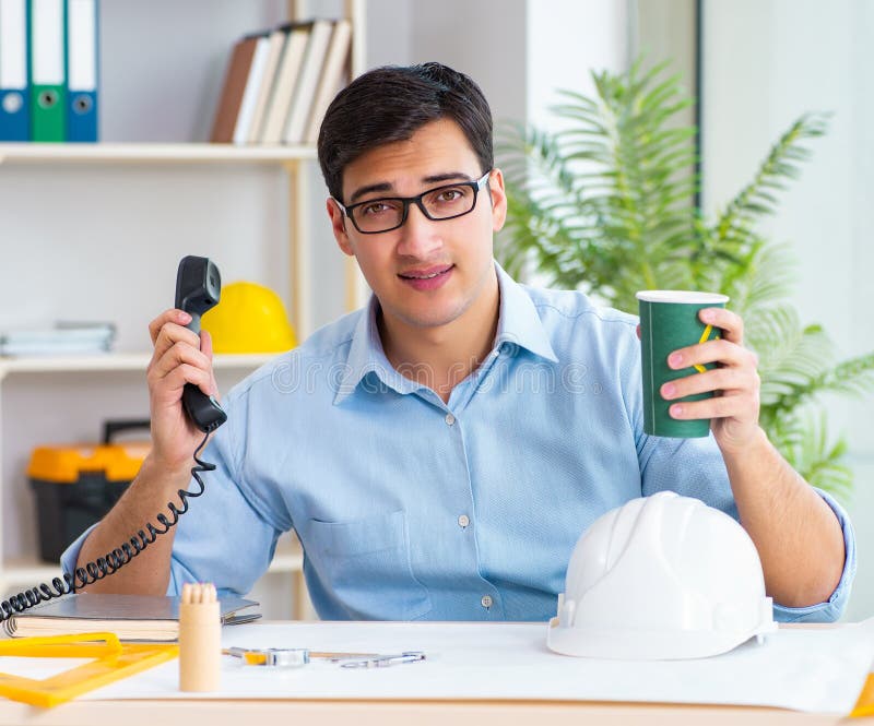 Construction Engineer Working on New Project Stock Image - Image of ...