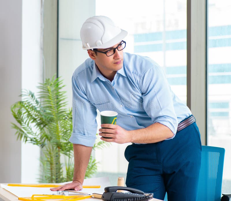 Construction Engineer Working on New Project Stock Image - Image of ...