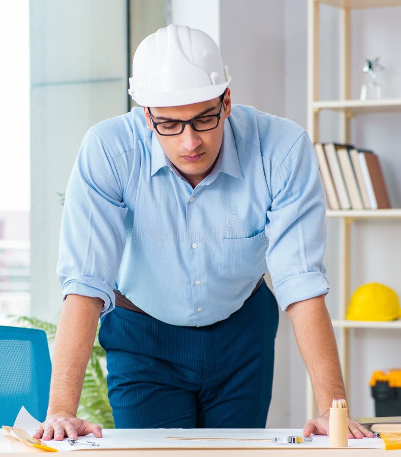 Construction Engineer Working on New Project Stock Image - Image of ...