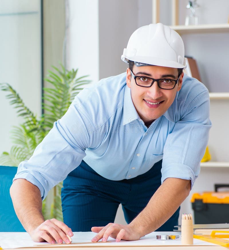 Construction Engineer Working on New Project Stock Image - Image of ...