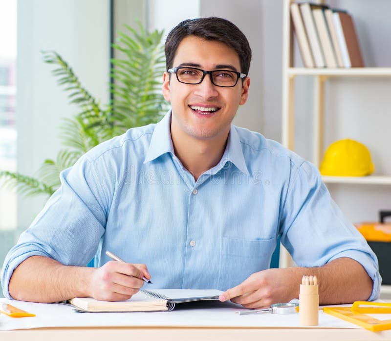 Construction Engineer Working on New Project Stock Image - Image of ...
