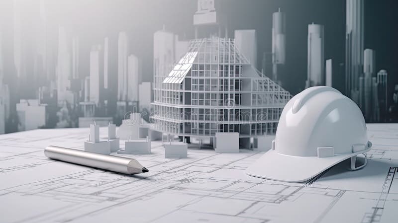 Construction, Engineer Works Concept. Architectural Model of Modern ...