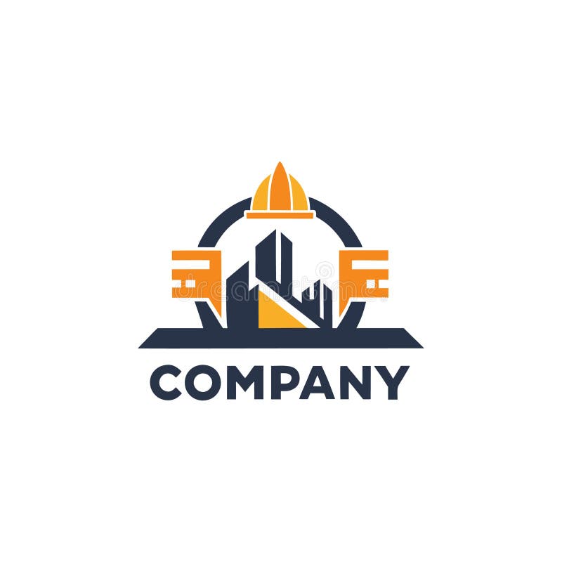Construction Engineering Company Logo with City Skyline and Helmet ...