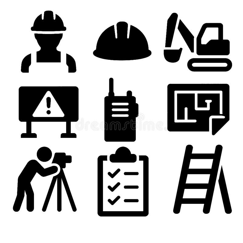 Construction and Engineering Flat Icons Set, Ideal for Various Design ...